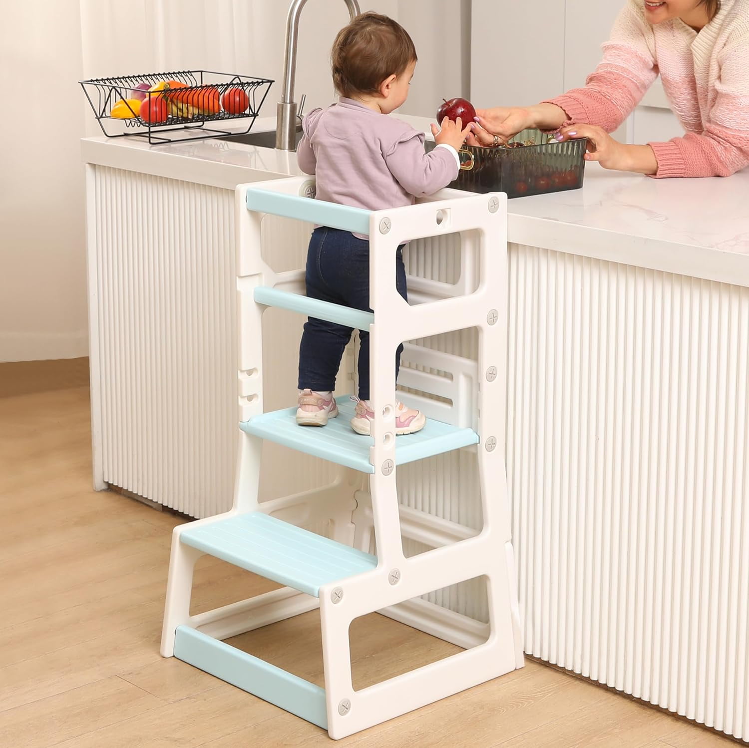 Mother's Helper Adjustable Height Plastic Kitchen Step Stool for ...