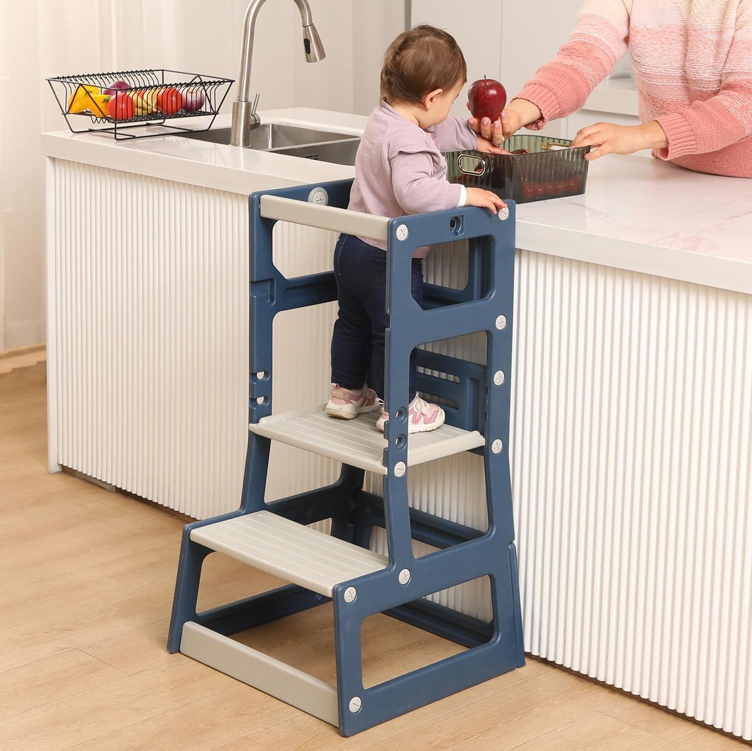 Mother's Helper Adjustable Height Plastic Kitchen Step Stool for ...