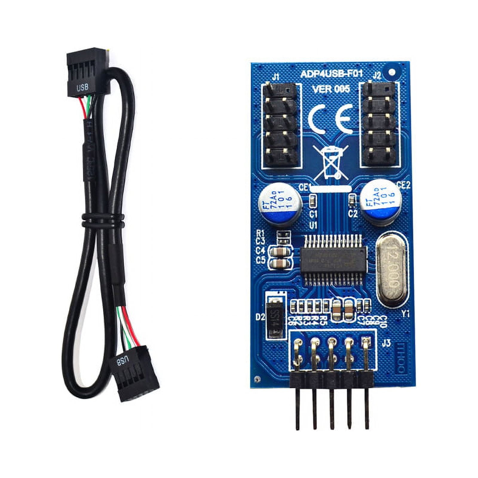 Motherboard 9Pin USB Header to 2 Male Adapter Card USB2.0 9Pin to Dual ...