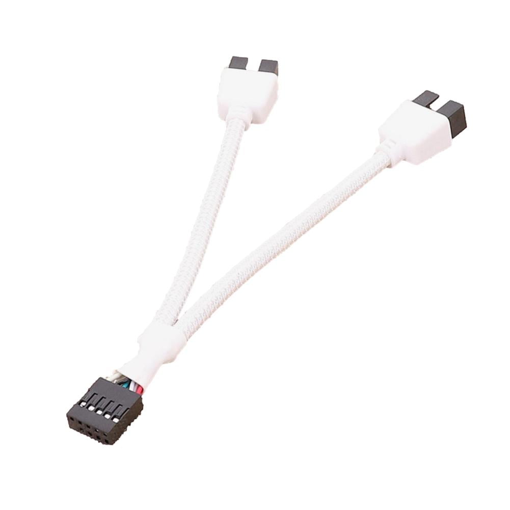 Motherboard 9pin USB Header to Dual USB2.0 Splitter White Hub Extension ...