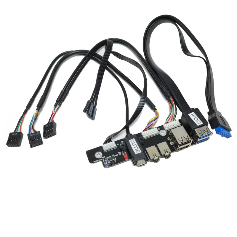 Motherboard Extension Chassis Front Panel Cable 19Pin 9Pin To Type-C 2 ...