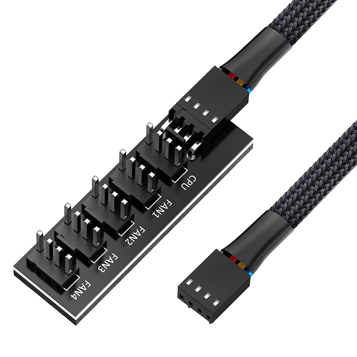 Motherboard PWM Fan Hub Splitter, 4 Pin Black Sleeved 5 Way PC CPU ...