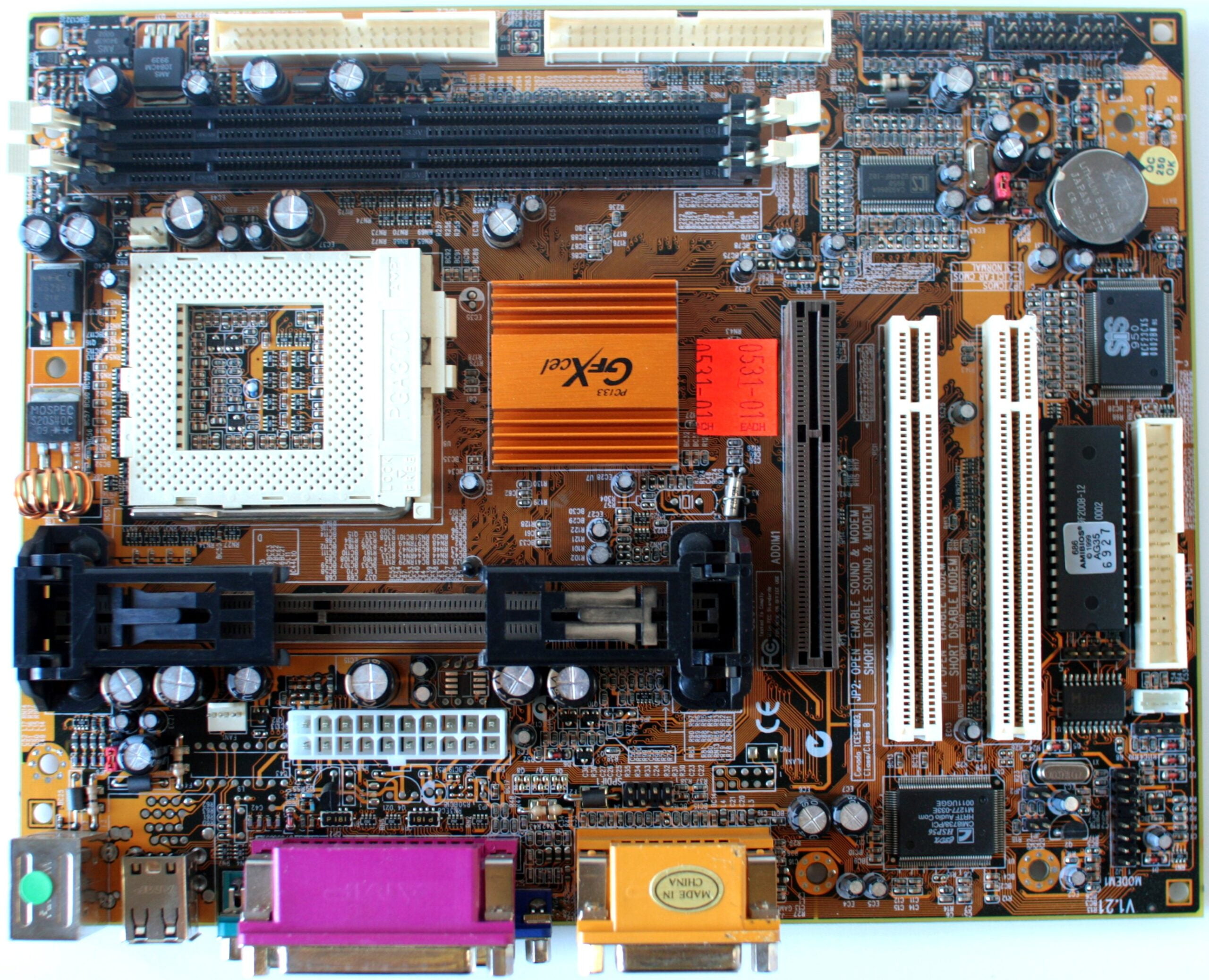 Motherboard, pcchips m756mrt, skt 370/slot 1, atx a/v/s/p/g/2usb ...