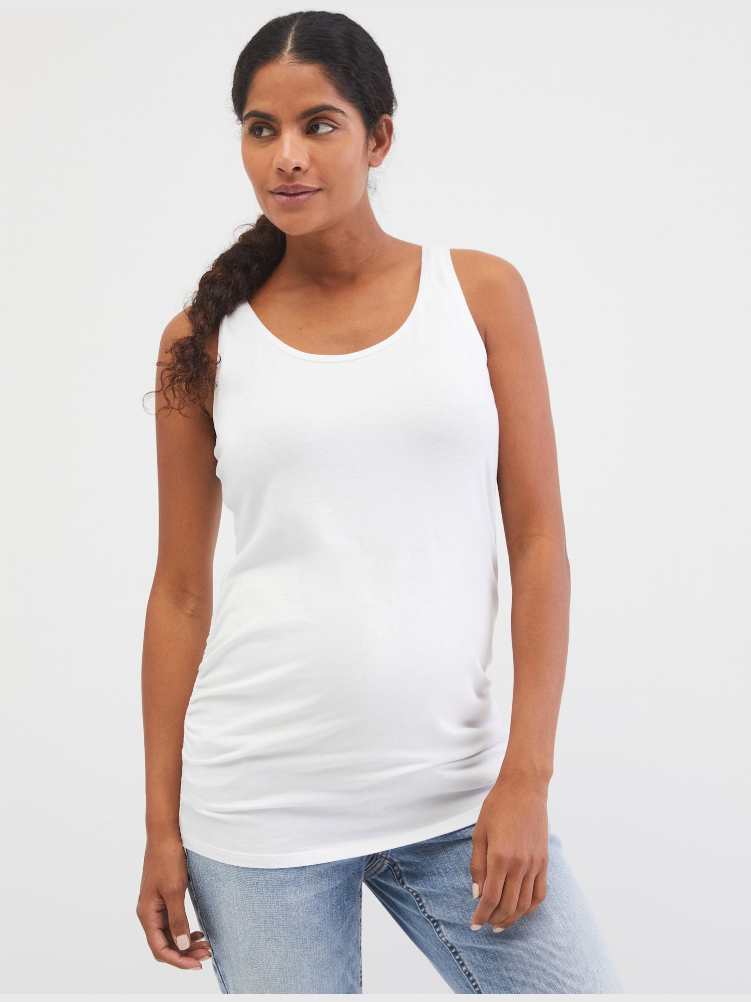 Motherhood Maternity Side Ruched Scoop Neck Maternity Tank Top ...