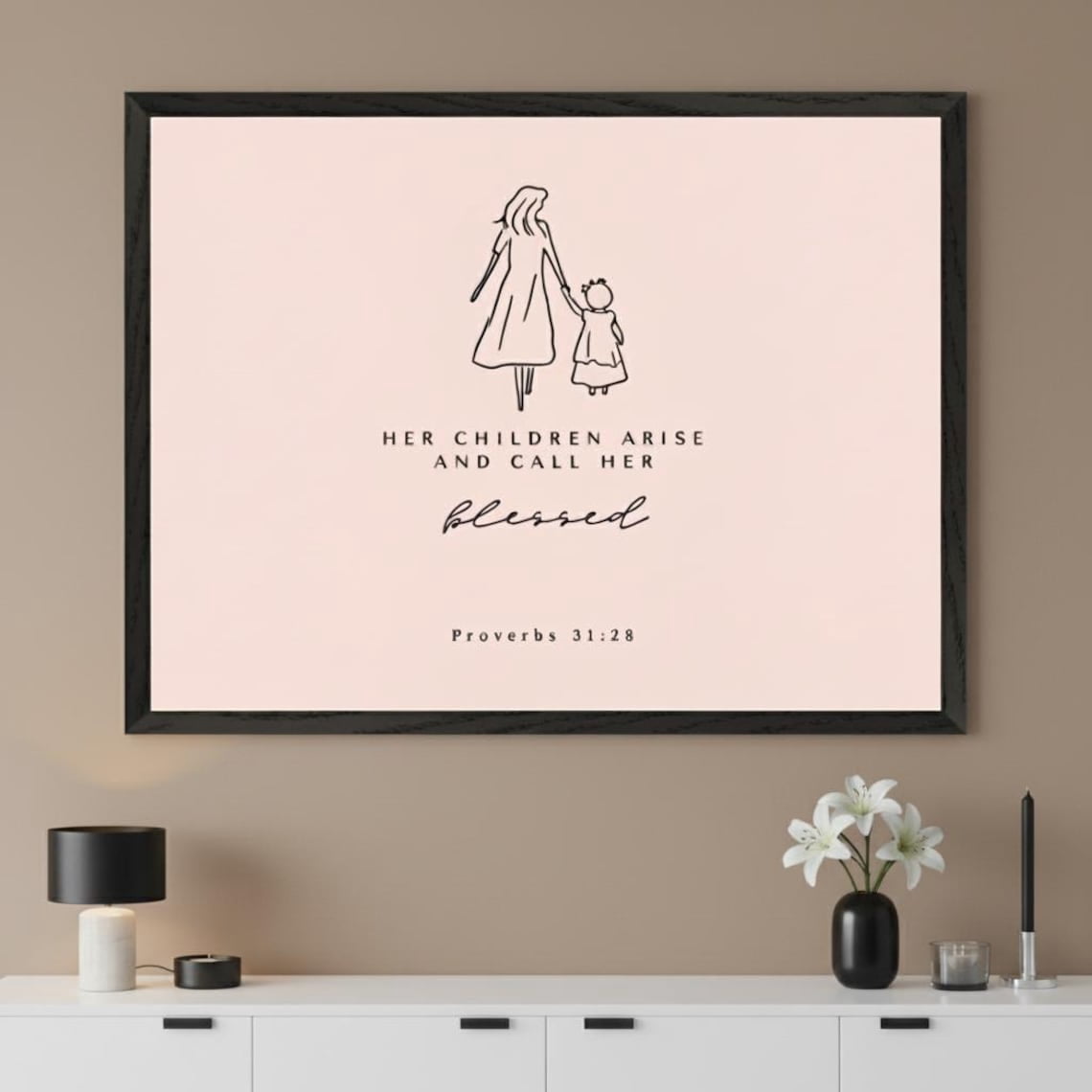 Motherhood Minimalist Proverbs 31:28 Bible Verse Christian Mother Mom ...