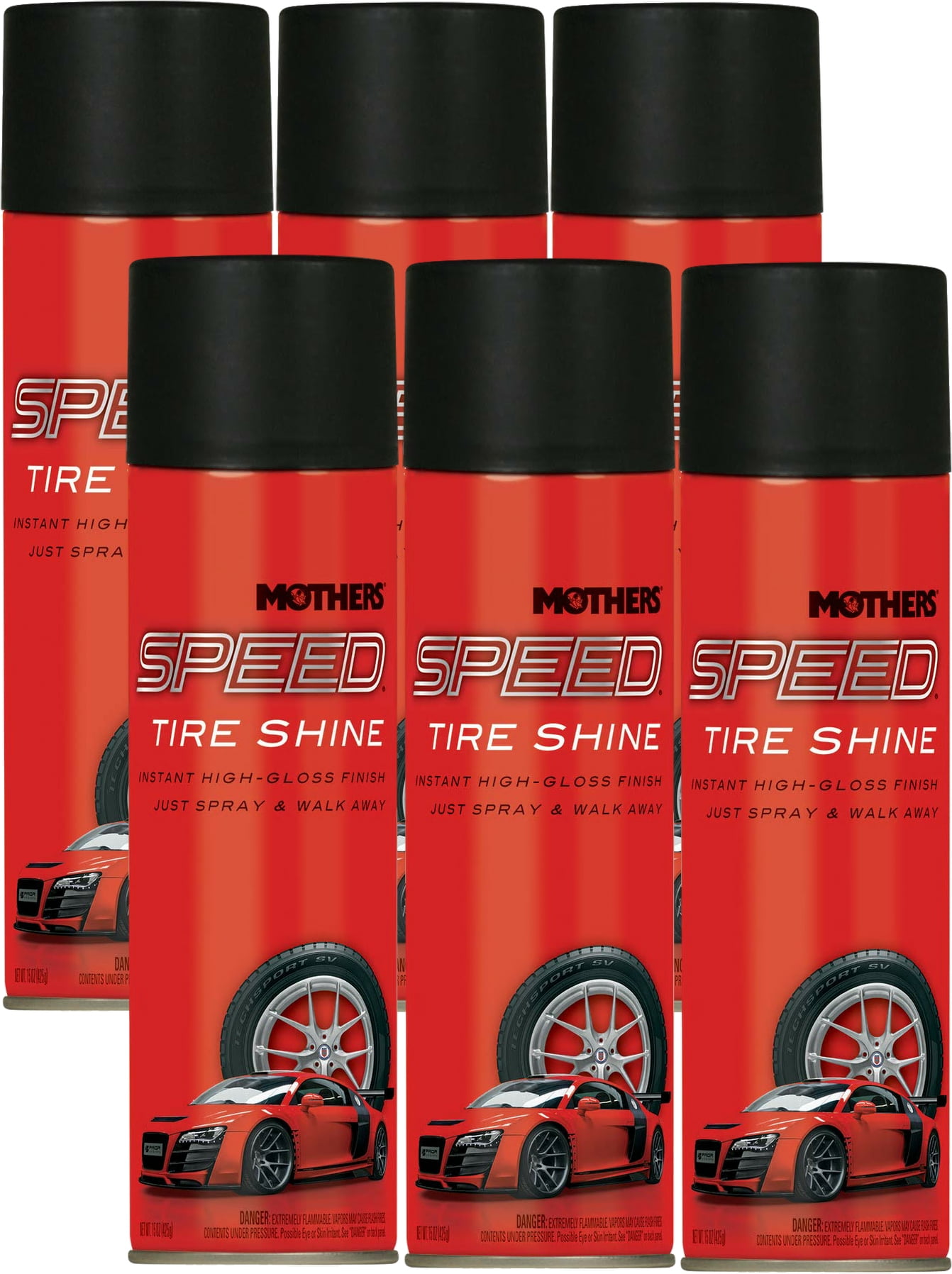 Mothers 16915-6PK Speed Tire Shine 15oz Aerosol, Pack of 6, 15. Fluid ...
