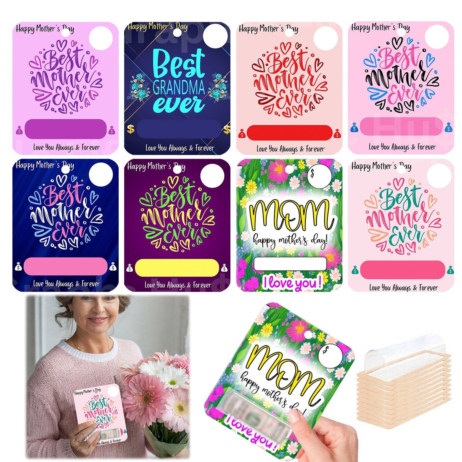 Mothers Day Cards 8pc Floral Happy Mother’s Day Greeting Cards from ...