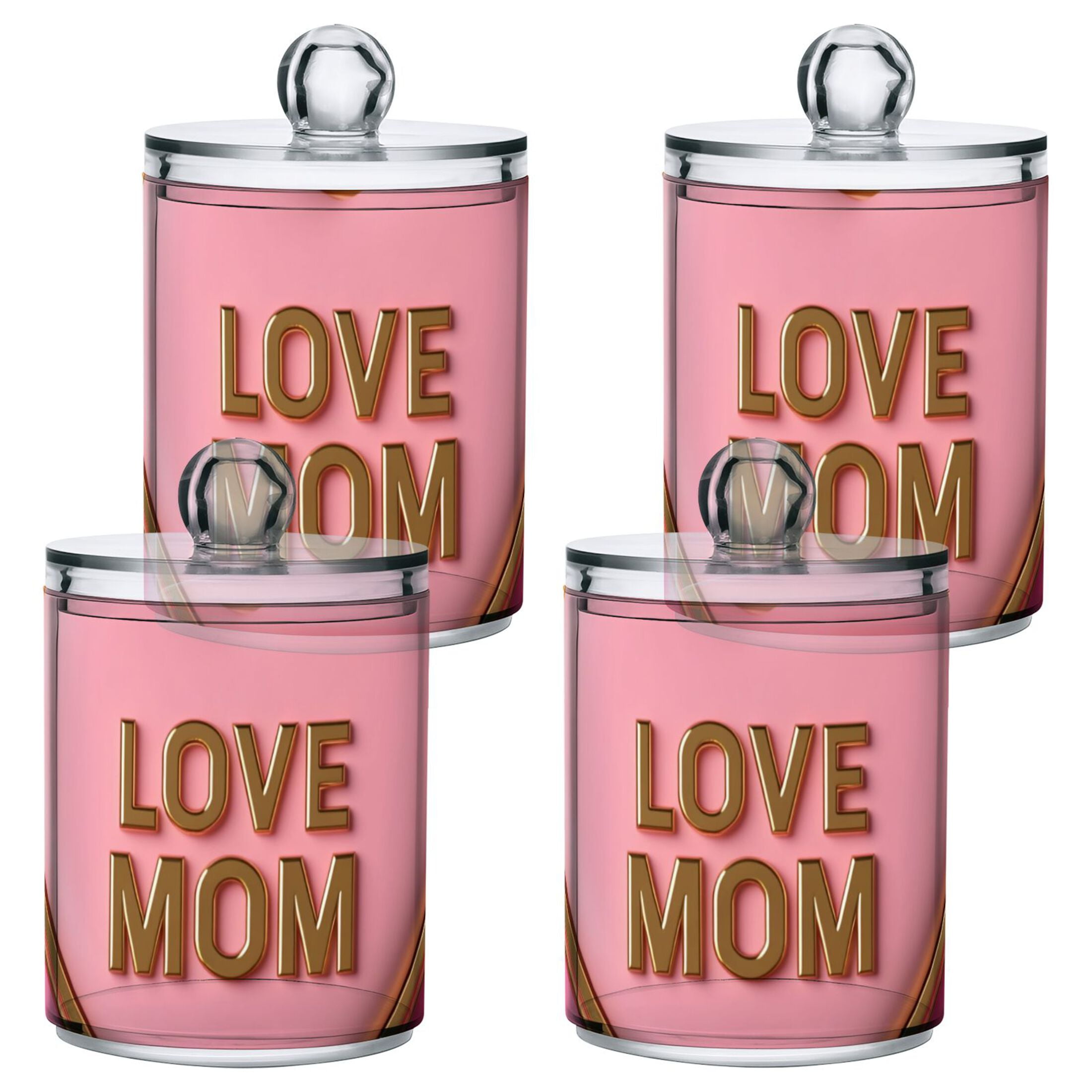 Mothers Day Cute Heart Texts Love Mom Translucent Plastic Cans Storage ...