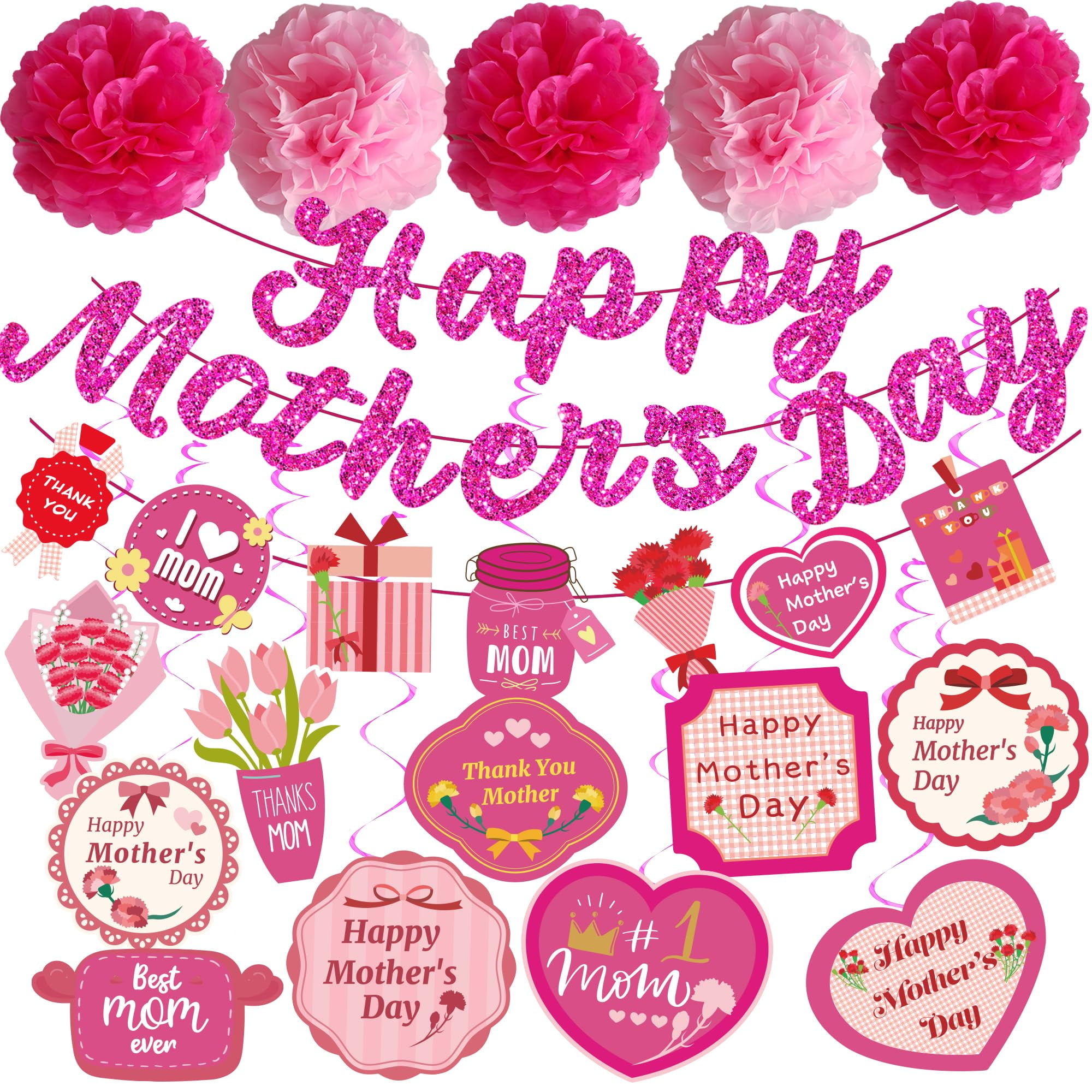 Mothers Day Decorations for SSF20 Party Supplies Happy with Happy ...