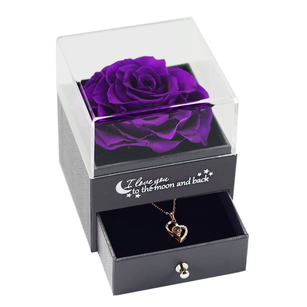 Mothers Day Gifts For Mom Preserved Purple Rose With I Love You ...