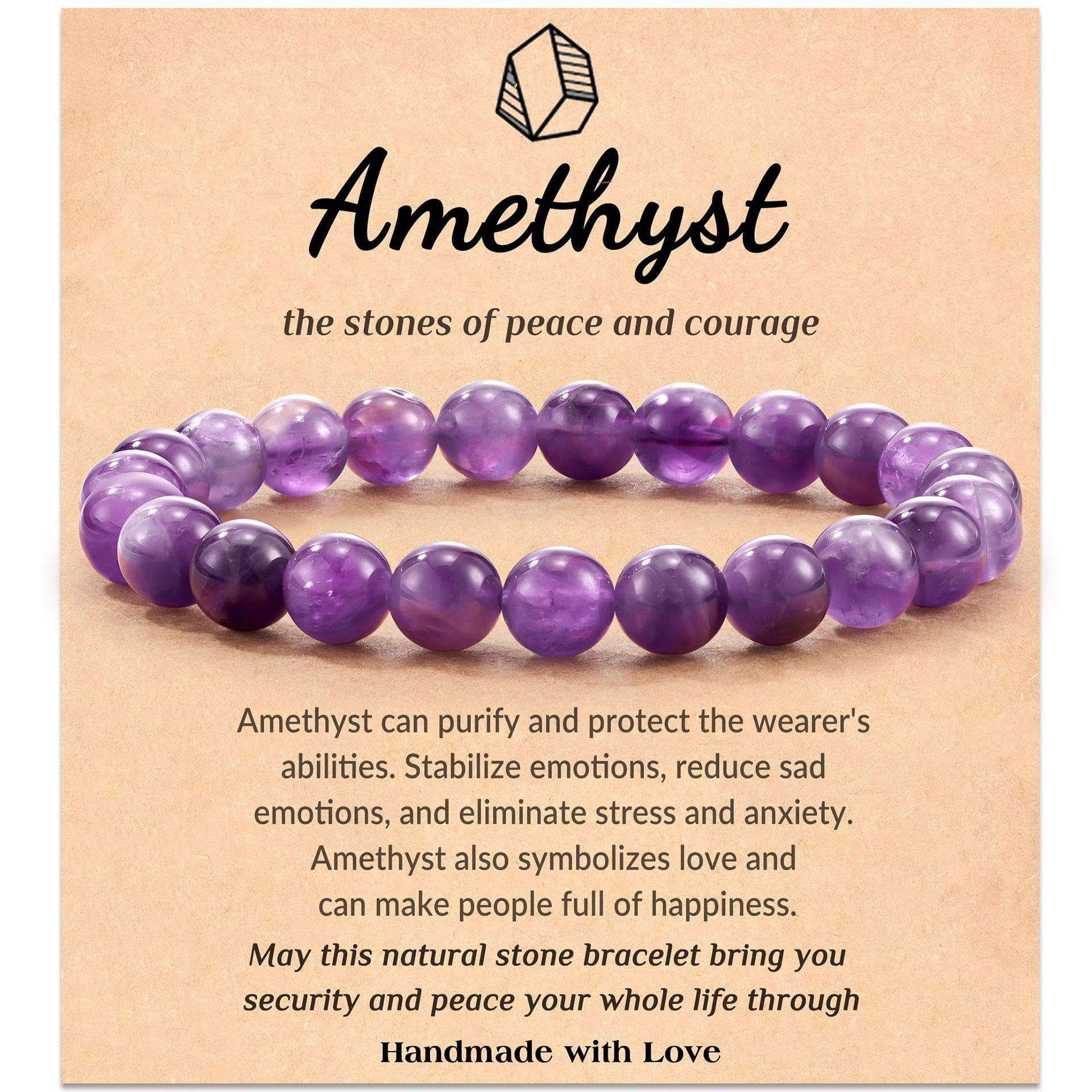 Mothers Day Gifts,To My Mom Amethyst Bracelet for Women,Handmade Amethyst Anxiety Bracelet for ...