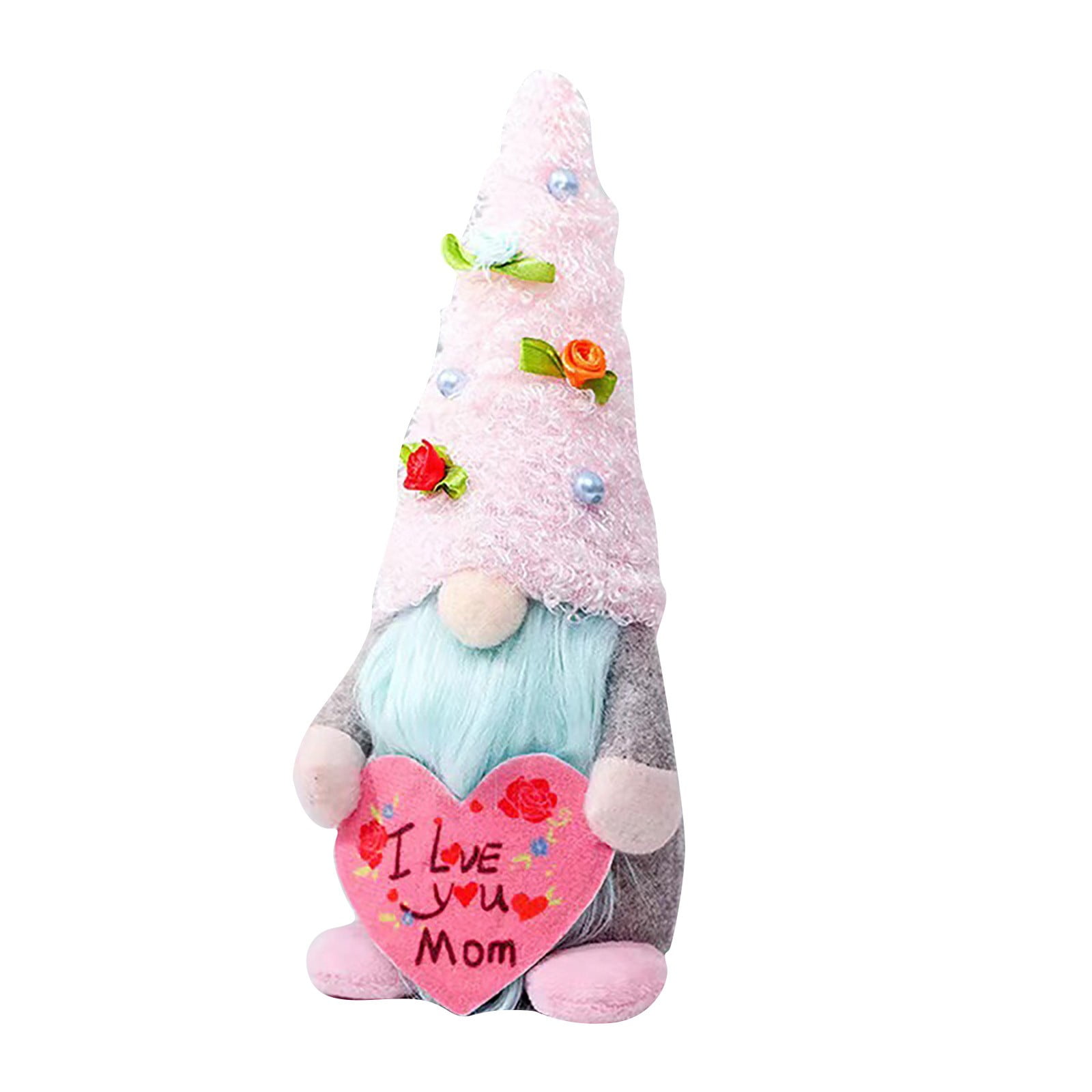 Mothers Day Gnome Plush Decor I Love You Mom Stuffed Flower Gnome Doll ...