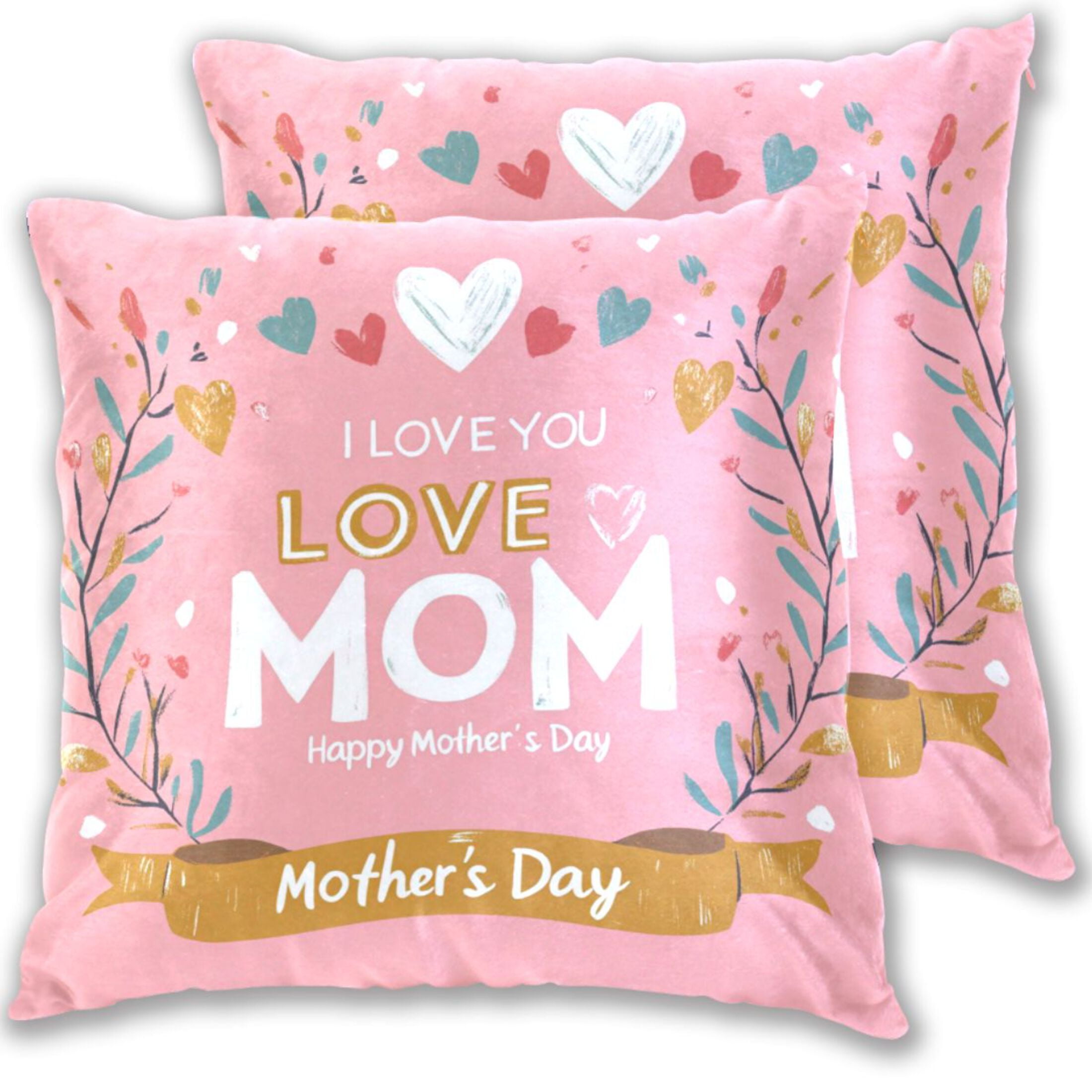 Mothers Day Logo with Love Mom Text Throw Pillow Covers Pillowcases 20 ...