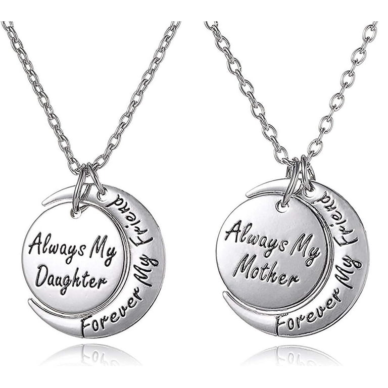 Mothers Day Necklace Mom Daughter Matching Necklace Set for 2 Always My Mother Daughter Forever My Friend Unique Mom Daughter Moon Pendant