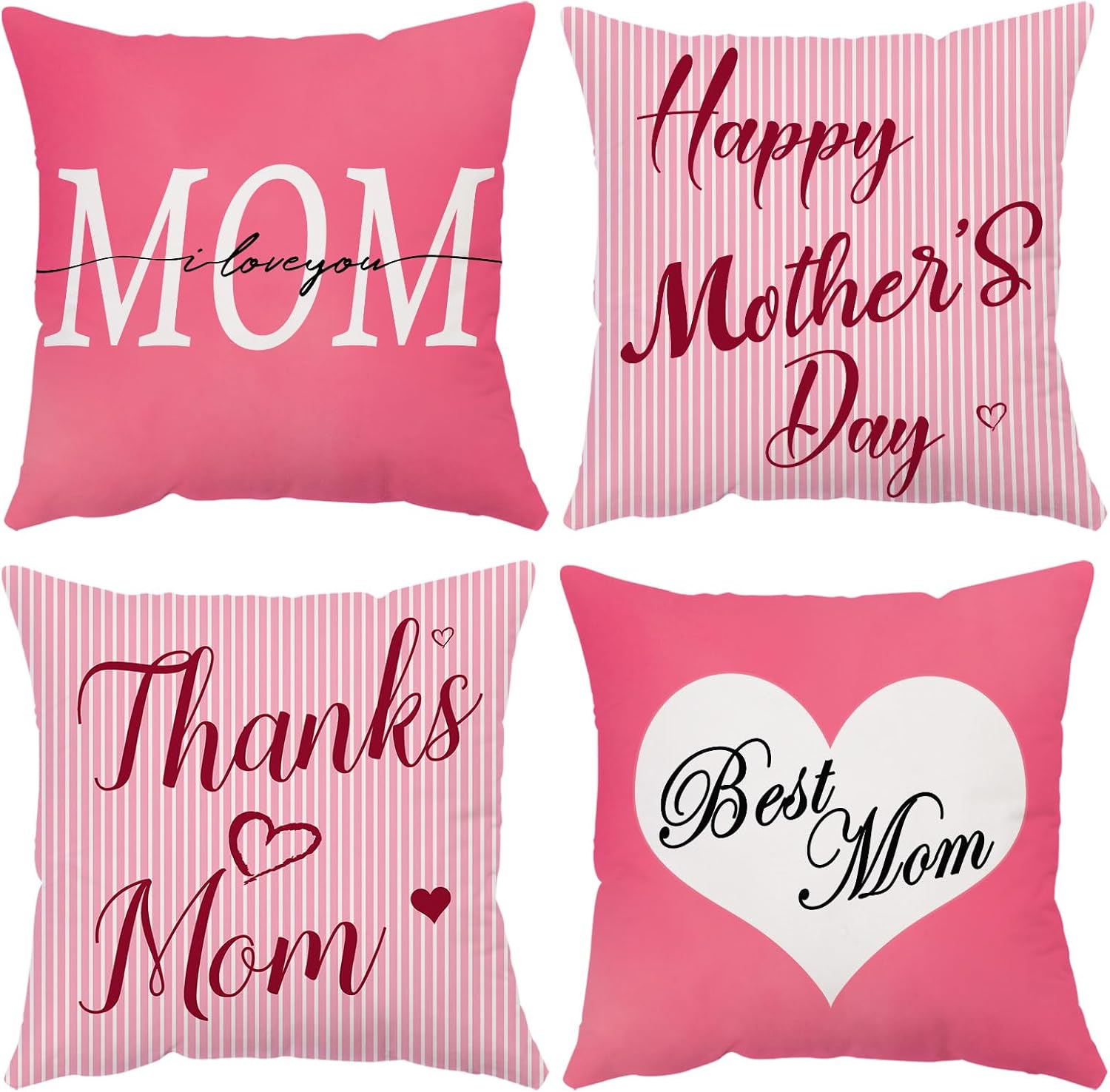 Mothers Day Pillow Covers 16x16 Set of 4 Velvet Mom Throw Pillow Covers ...