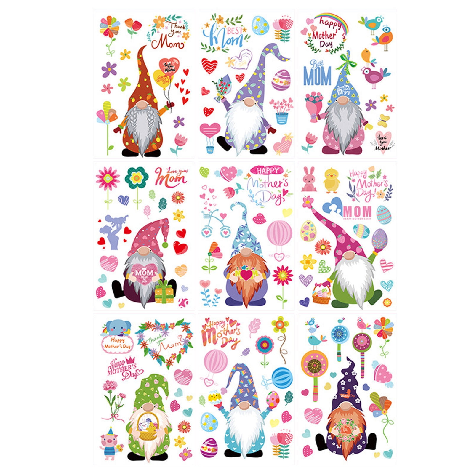 Mothers Day Window Clings Mothers Day Gnome Decorations for Glass ...