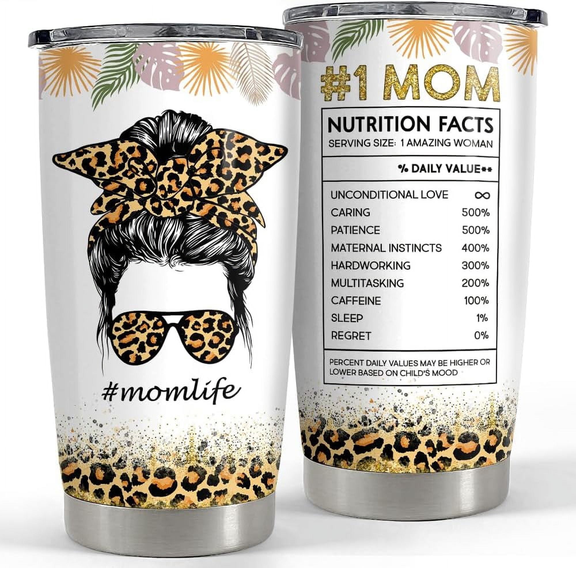 Mothers Gift Mom Nutrition Facts Tumbler 20oz Stainless Steel Insulated ...