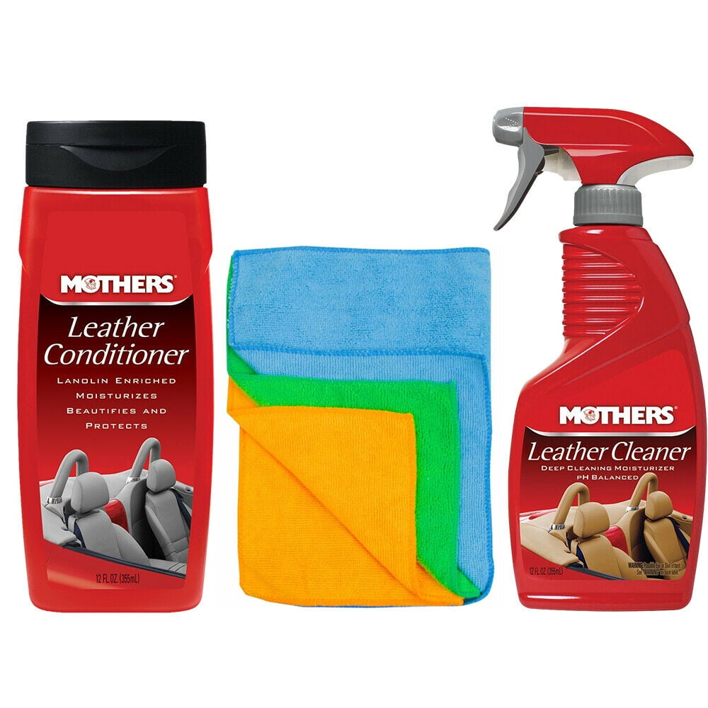 Mothers Leather Cleaner + Leather Conditioner Leather Care Cleaning Kit ...