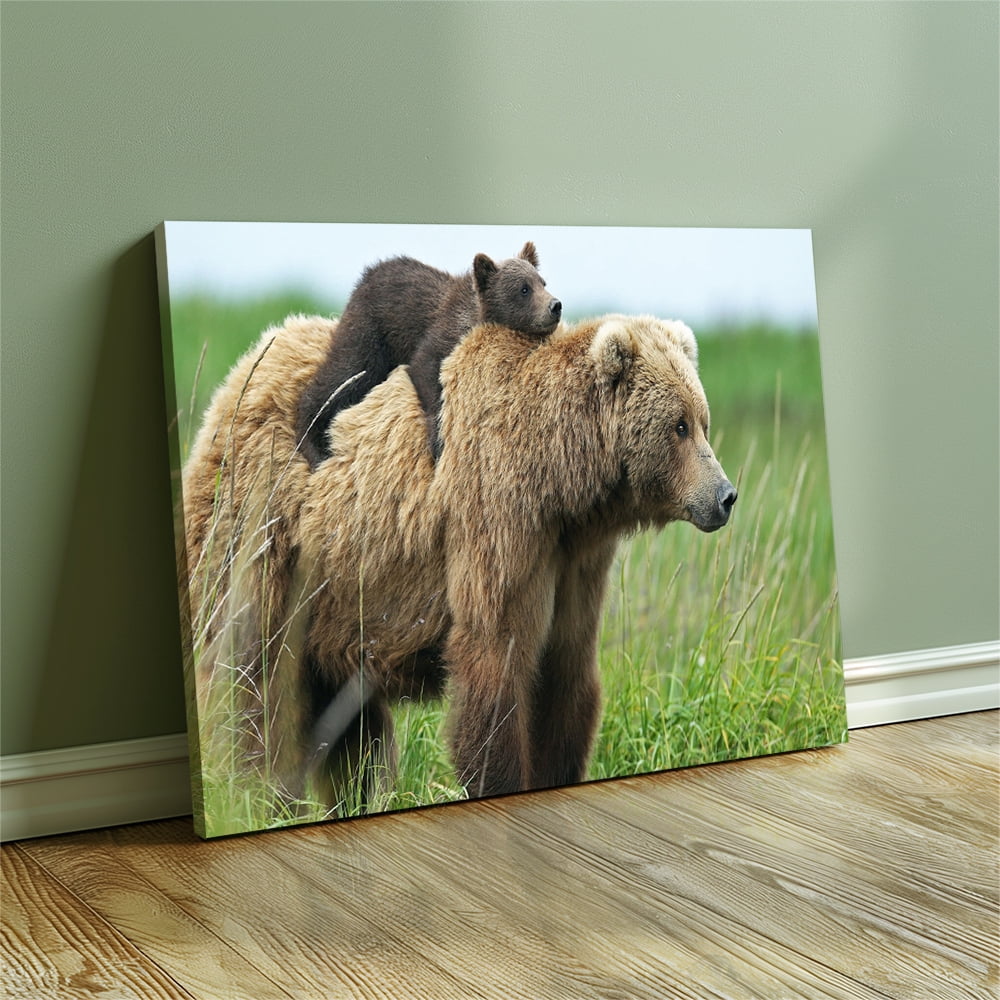 Mothers Love Animal Art Wild Brown Bear Mother and Baby Brown Bear ...