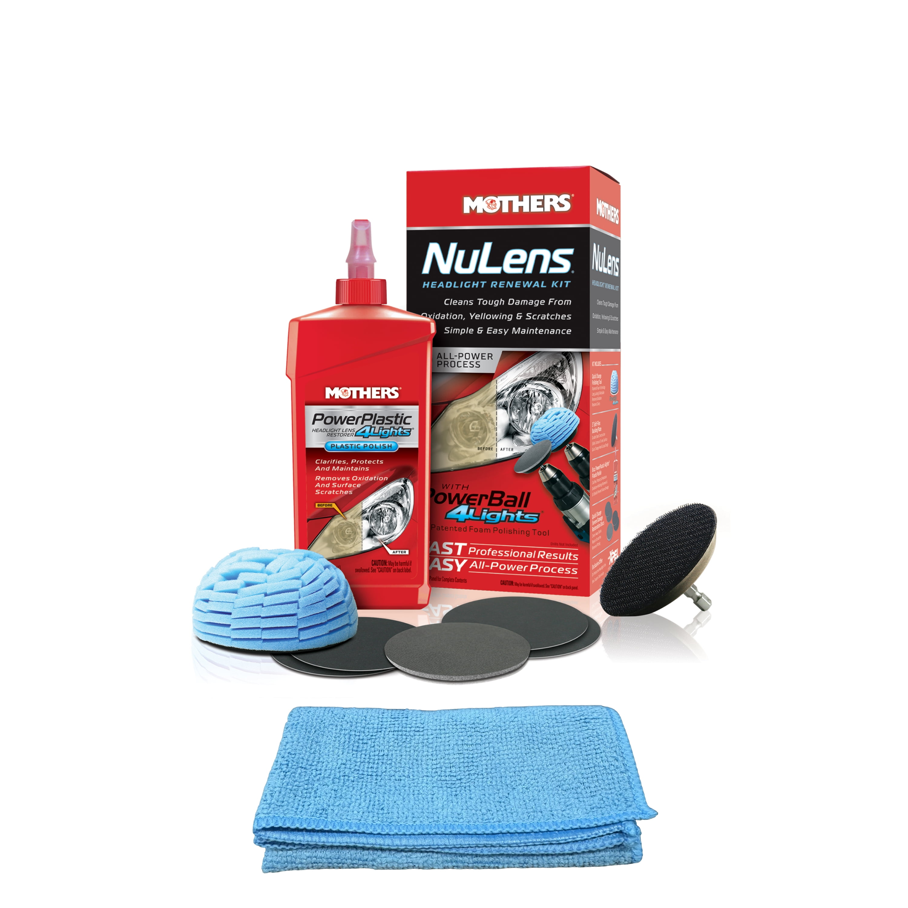 Mothers NuLens Headlight Renewal Kit, Restores Clarity, Microfiber Cloth Included - Walmart.com