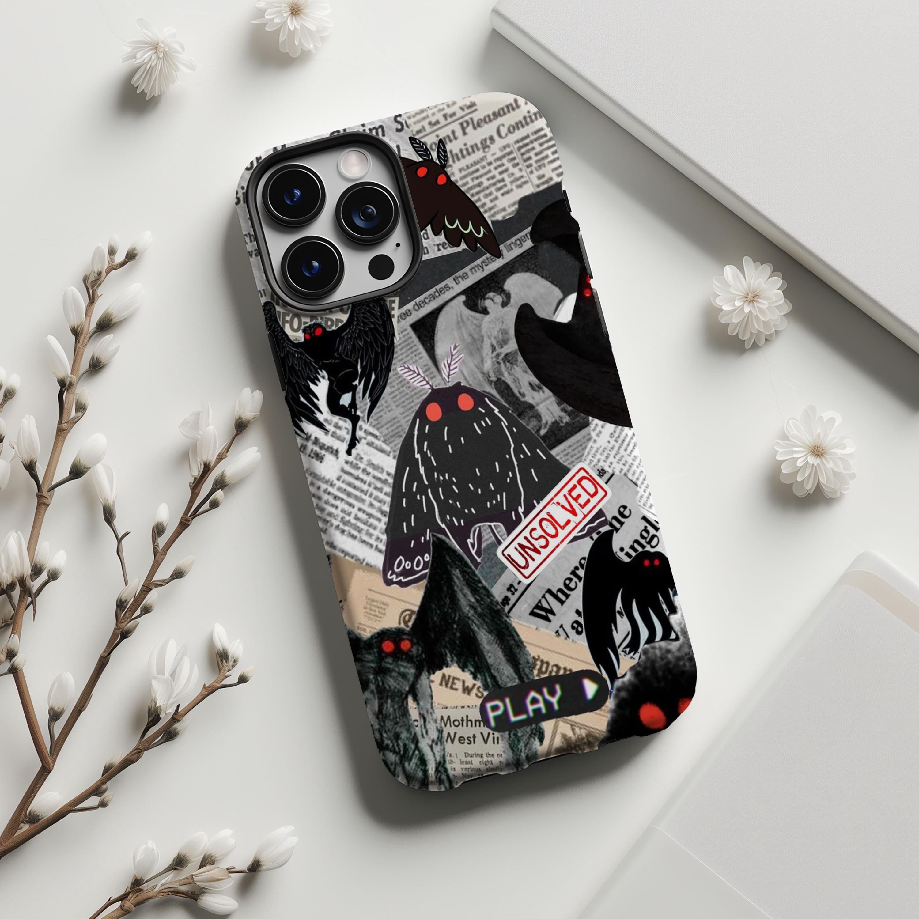 Mothman Cryptid Phone Case with Urban Folklore Dark Style 17 through 11 ...