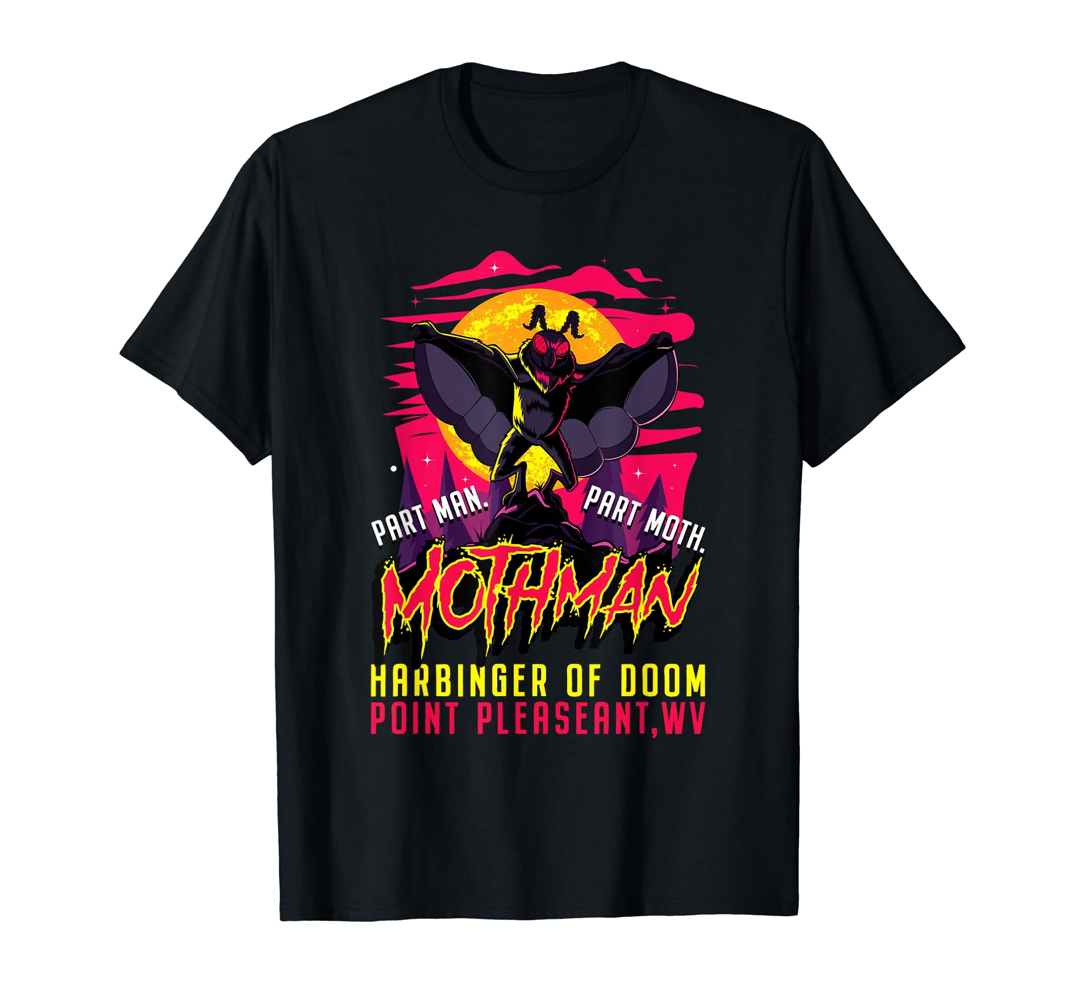 Mothman Funny Cryptid Harbinger of Doom Part Man Part Moth Black T-Shirt - Walmart.com