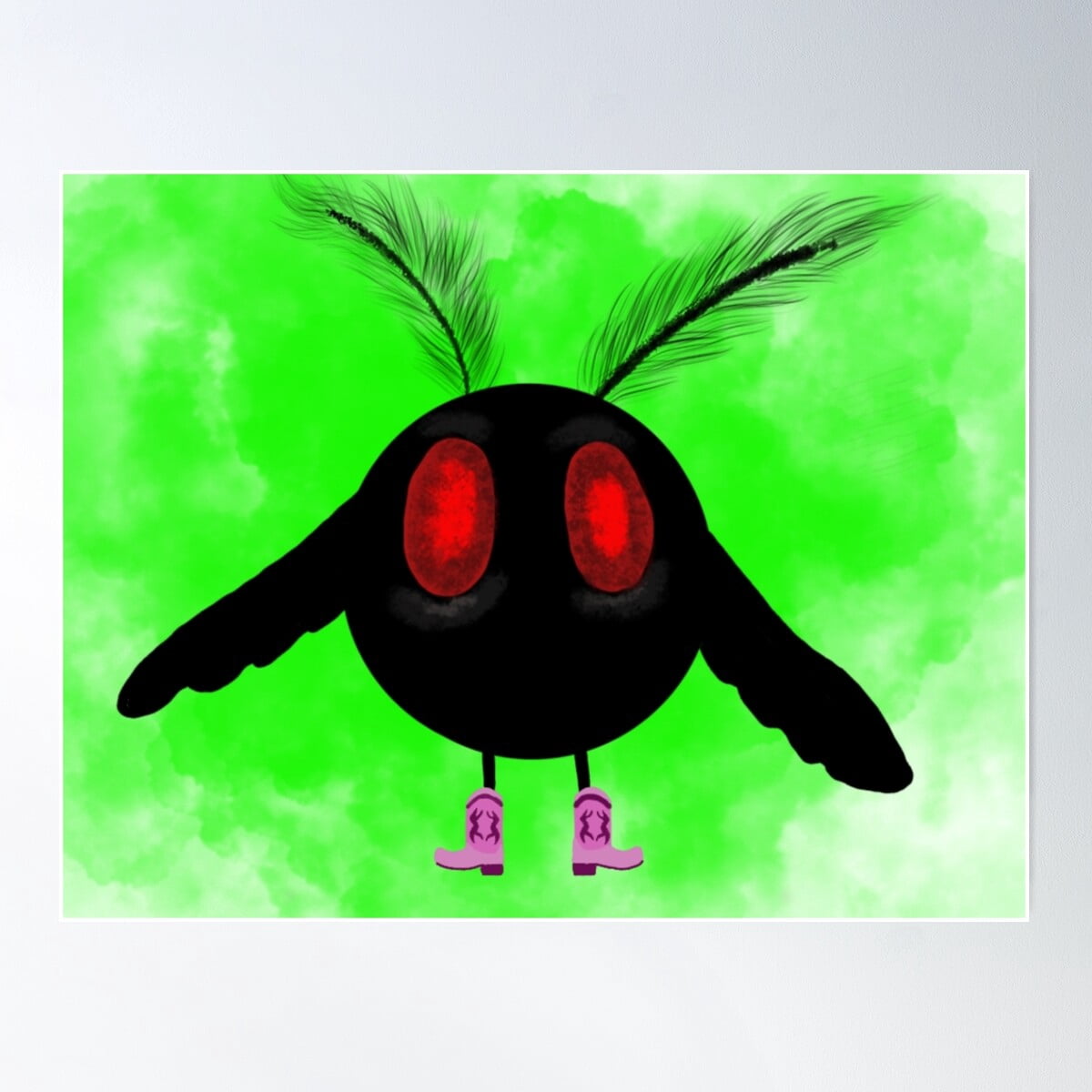 Mothman In Cowboy Boots Poster Wall Art, Modern Wall Decor For Living ...