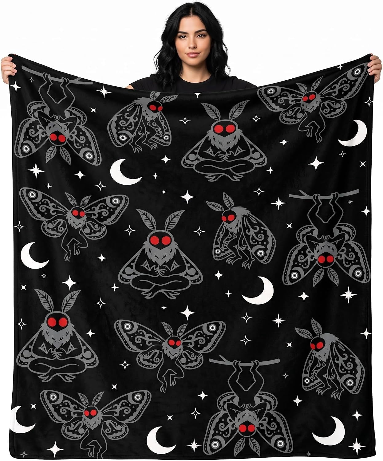 Mothman Moon Stars Pattern Throw Blanket - Walmart.com