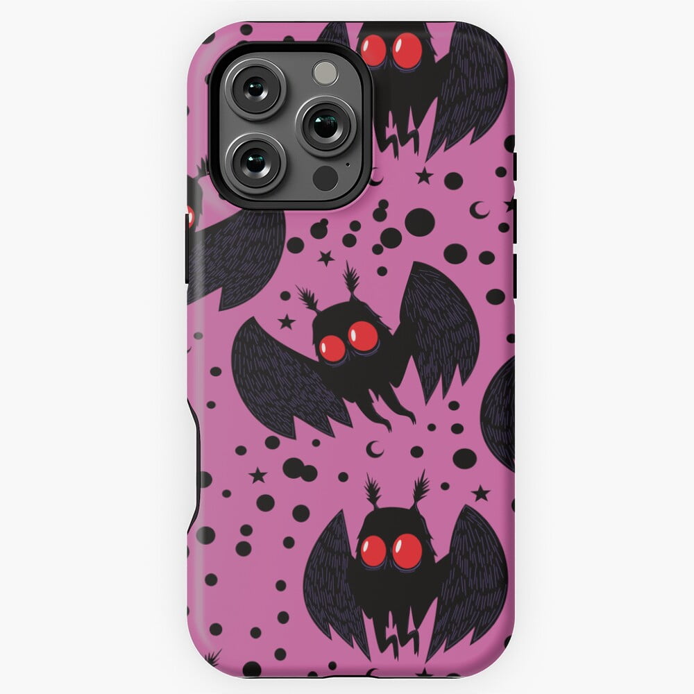 Mothman Pink Night Cryptid Art Phone Case for iPhone 16 15 14 13 12 11 ...