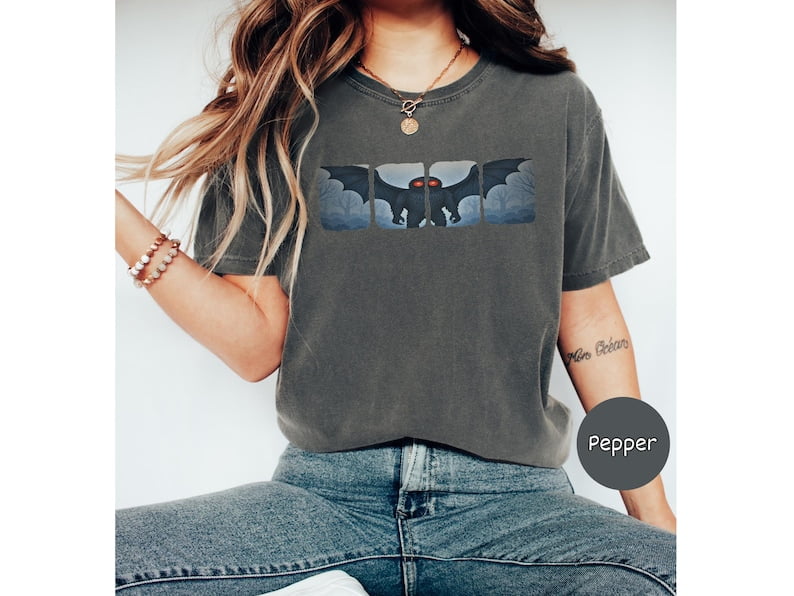 Mothman T-Shirt, Retro Cryptid Graphic, Dark Forest Creature Shirt ...