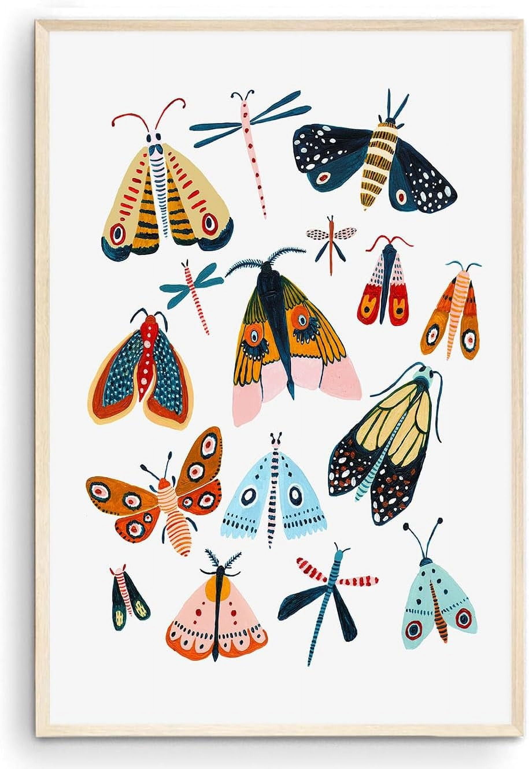 Moths & Butterflies Wall Art, Bugs & Animal Kids Room Decor, Woodland ...