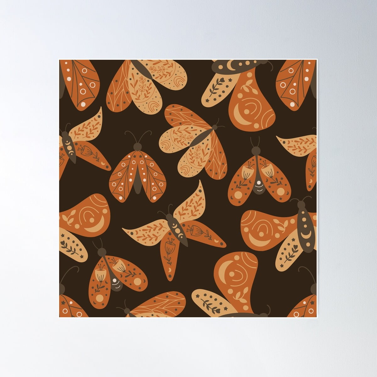 Moths In Autumn Poster Wall Art, Modern Wall Decor For Living Room ...