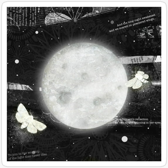 Moths On The Moon Sticker Phone Decal Water Bottle Stickers Car Decals ...