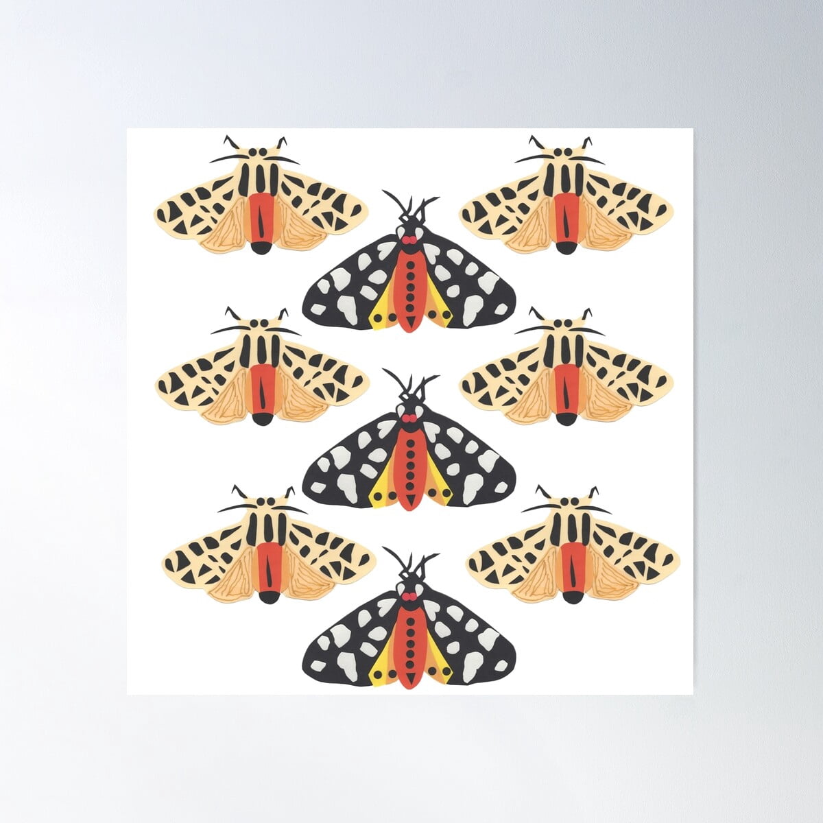 Moths Poster Wall Art, Modern Wall Decor For Living Room Bedroom, 24x24 ...