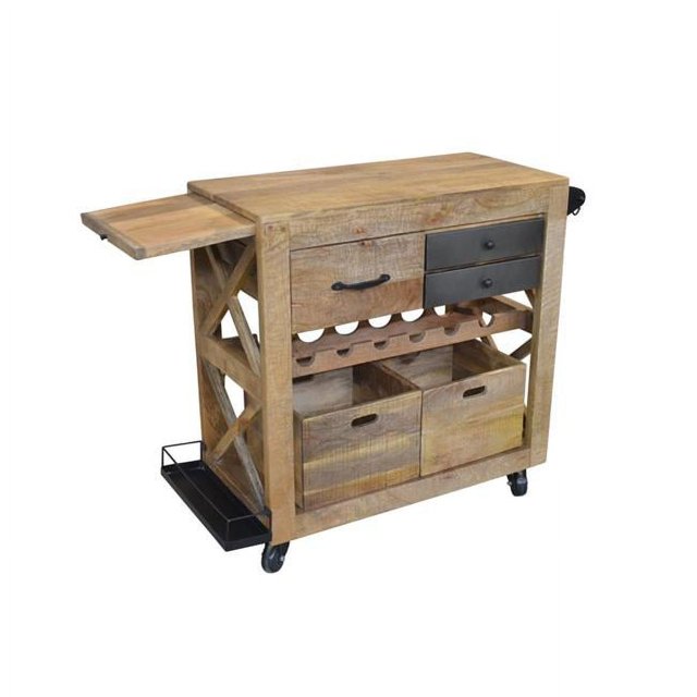 Anaheim Chavez Solid Wood Beverage Service Cart in Natural Finish ...