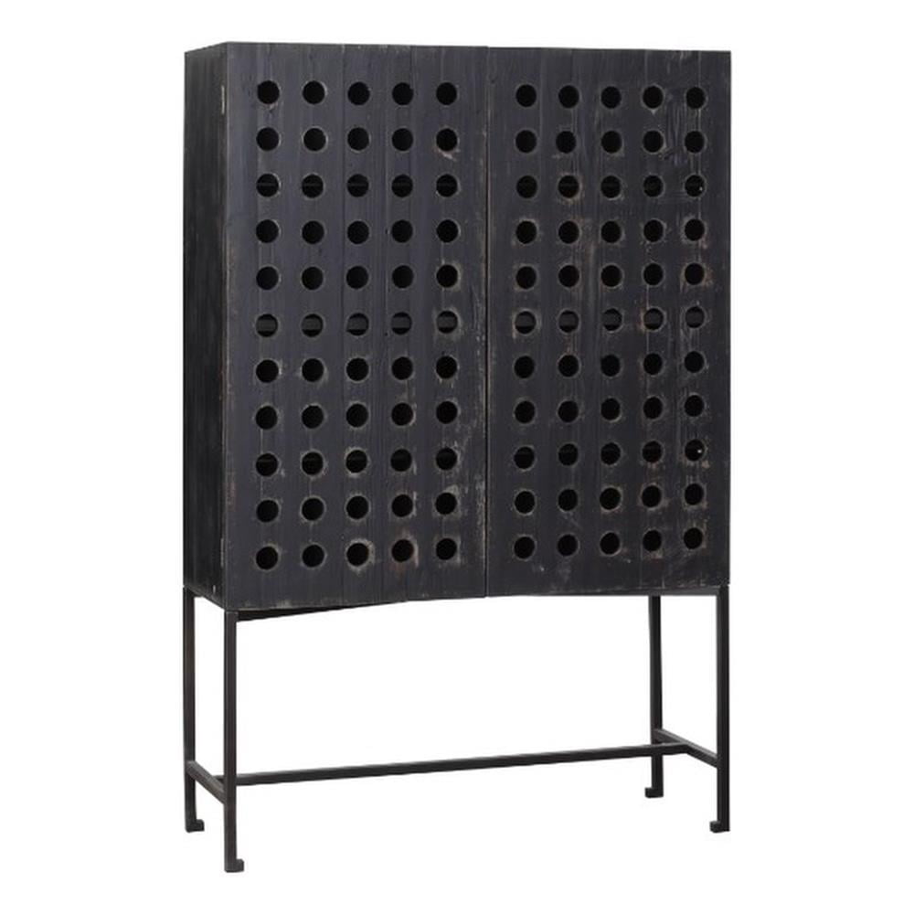 Moti Aliso Becca Solid Wood 2 Door Tall Cabinet on Cast Iron Base in ...