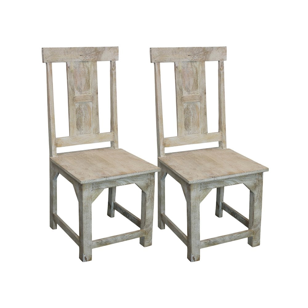 Moti Benedict 18" Farmhouse Solid Wood Dining Chair in White Wash (Set ...