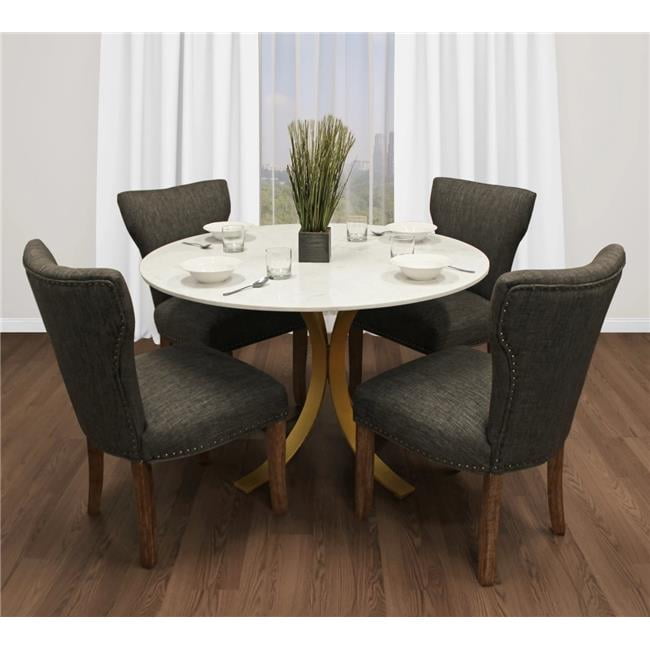 Moti Lawrence48-88011089-2 48 in. Dining Set with Marble Dining Table ...