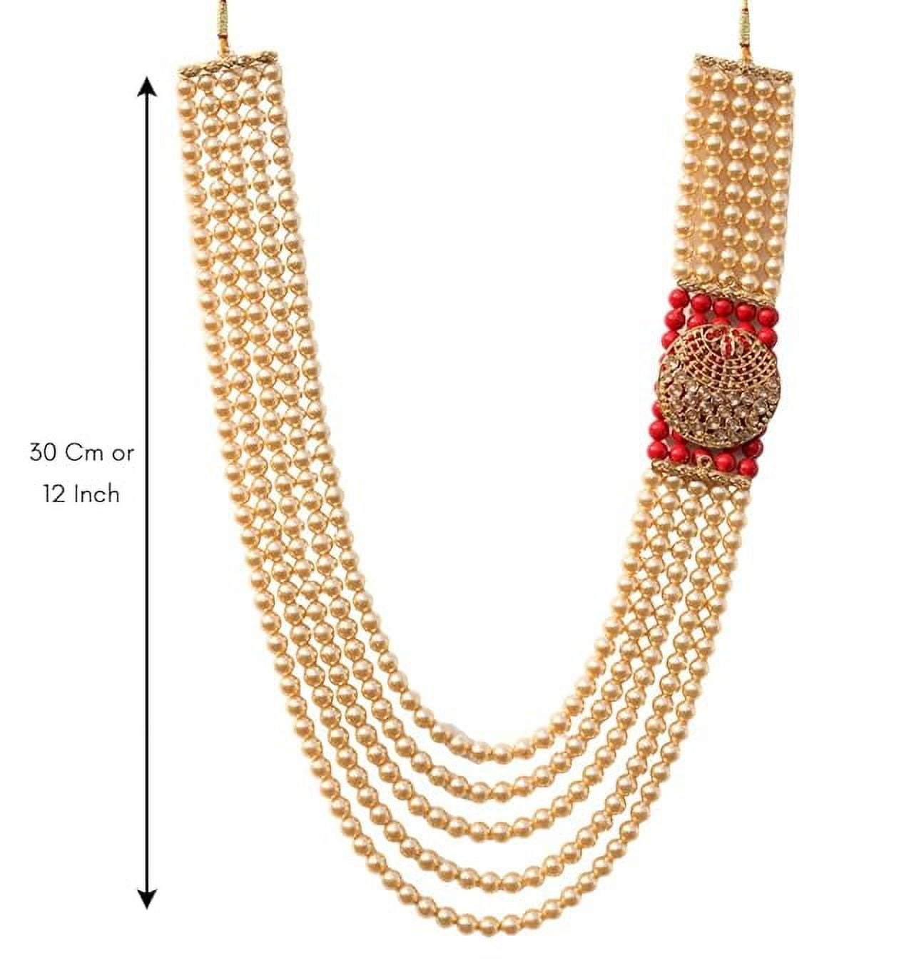 Moti Mala For Men Necklace groom Pearl Sherwani Traditional Gold Plated ...