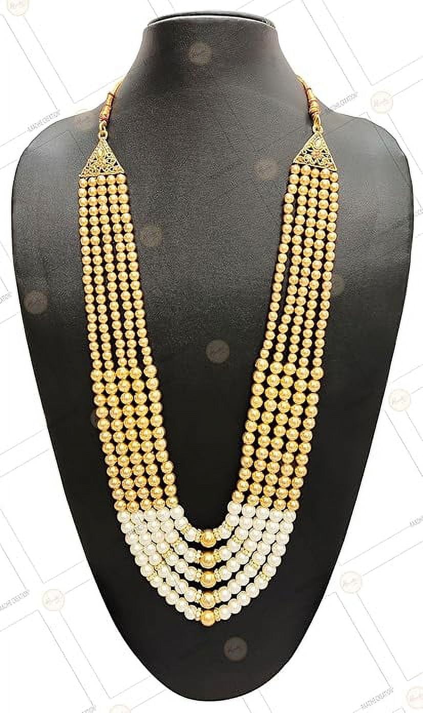 Moti Mala For Men Necklace groom Pearl Sherwani Traditional Gold Plated ...