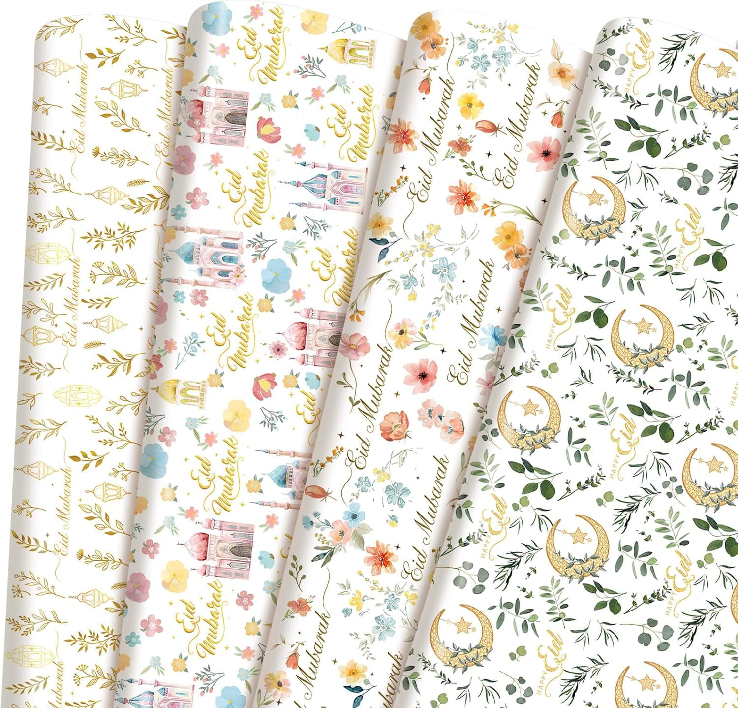 MotiMind 12 Sheet Eid Wrapping Paper for Men Women 20 x 28 Inch Mubarak ...