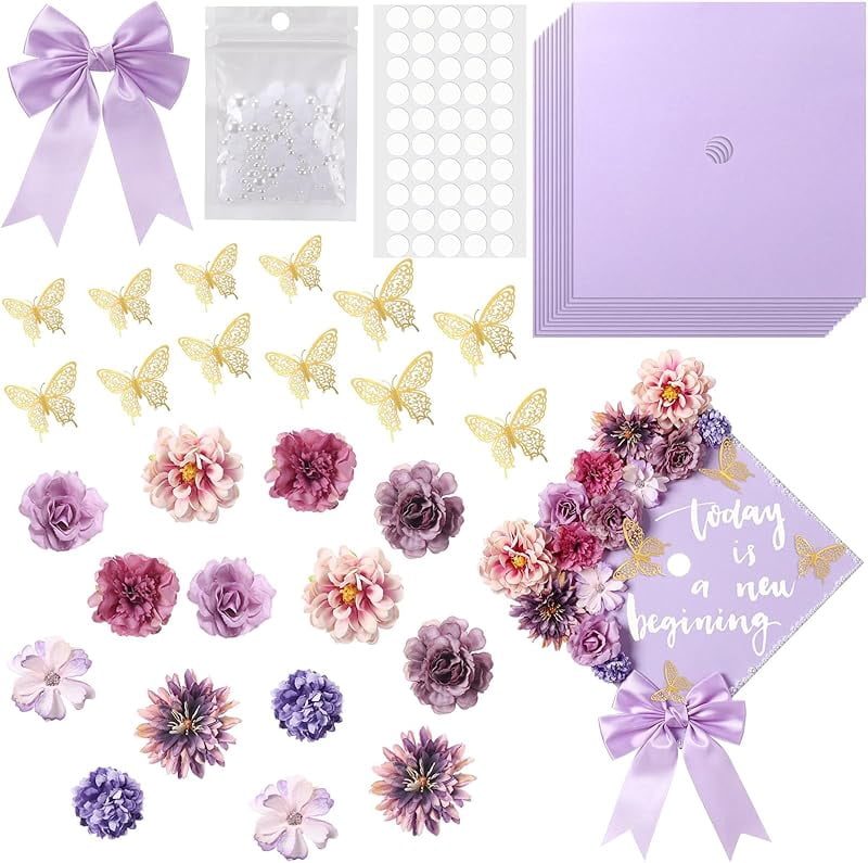 MotiMind 41 Pcs DIY Graduation Grad Cap Decoration Kit 12 Cream ...