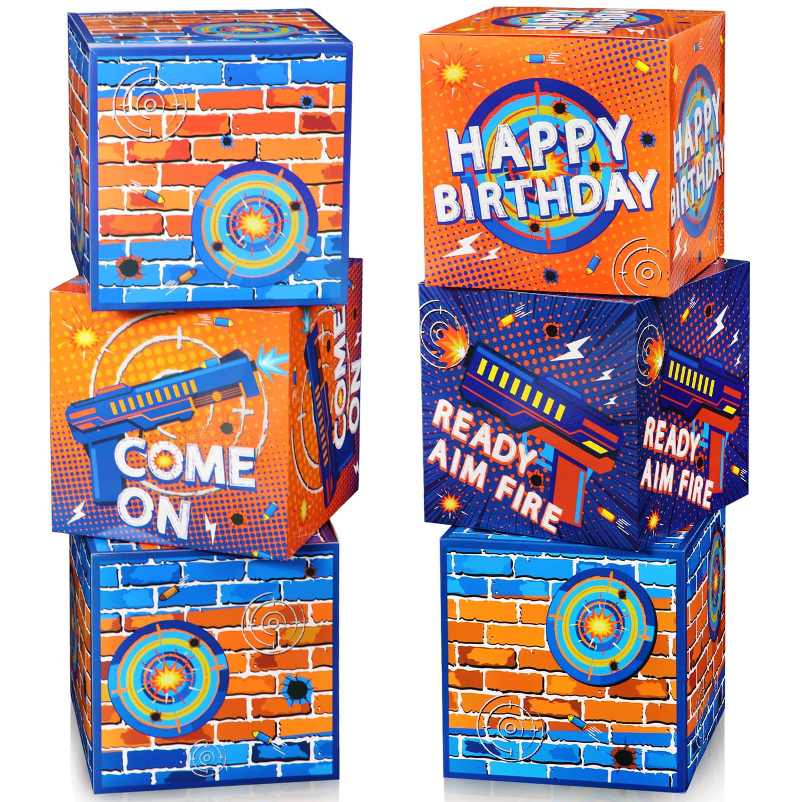 MotiMind 6 Pack Dart Battle Birthday Boxes 12 Inch Backdrop Birthday ...