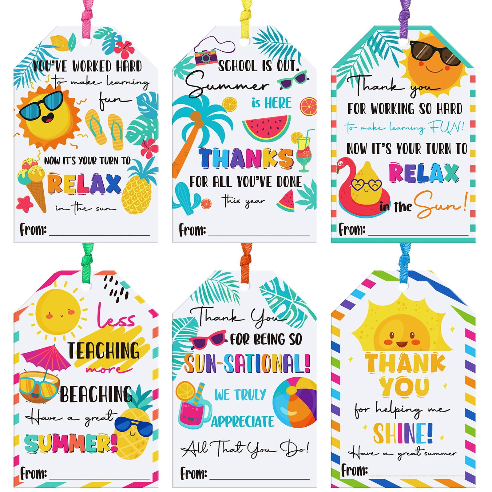 MotiMind 60 Pcs End KEF16 of School Year Teacher Style Gift Tags with ...