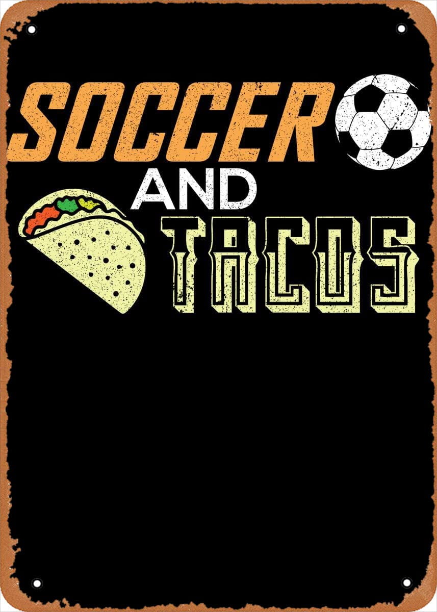 Motif Soccer Ball And Tacos Poster Retro Vintage Metal Sign Home Man ...