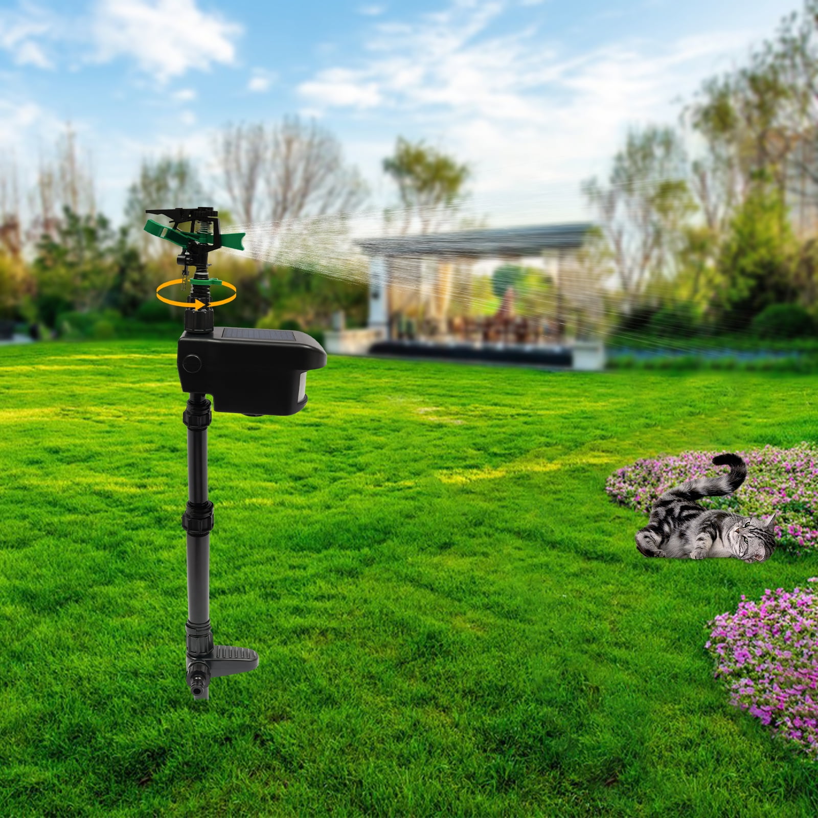 Motion-Activated Animal Repeller Sprinkler – Solar-Powered, 30ft ...