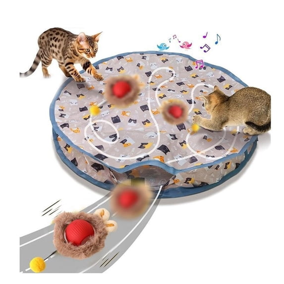 Motion Activated Cats Toy Balls Interaction Play Mat Fast Rolling Balls ...