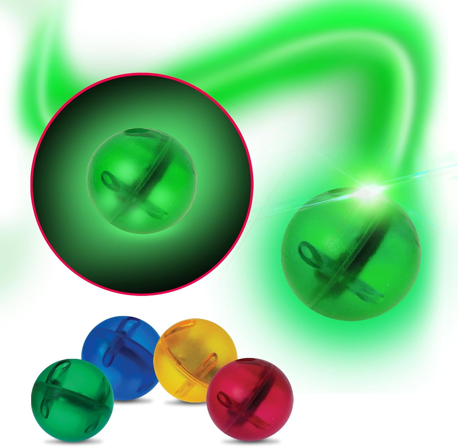 Motion Activated Marbles 4pc LED Light-Up Glow in The Dark Translucent ...