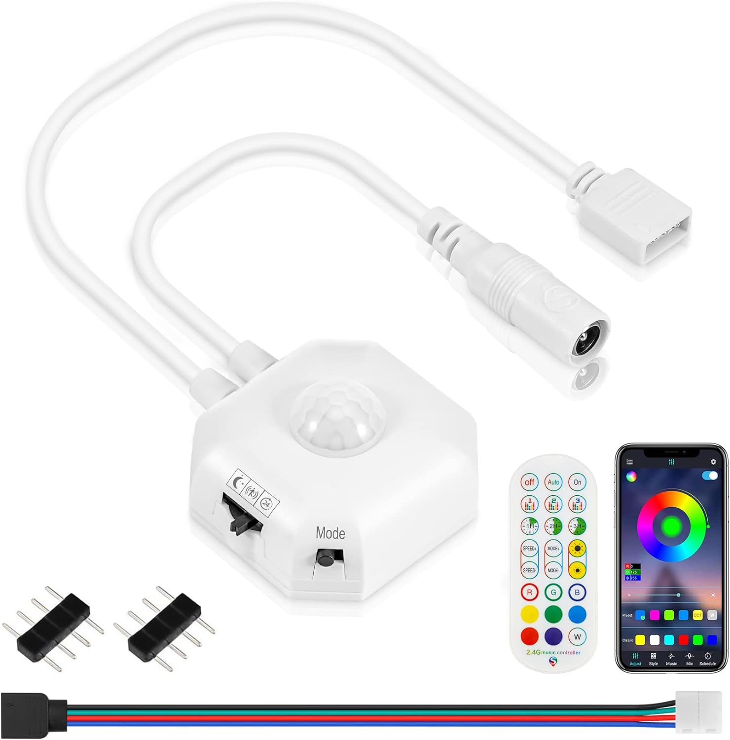 Motion Activated RGB LED Strip Light Controller with Night Sensor ...