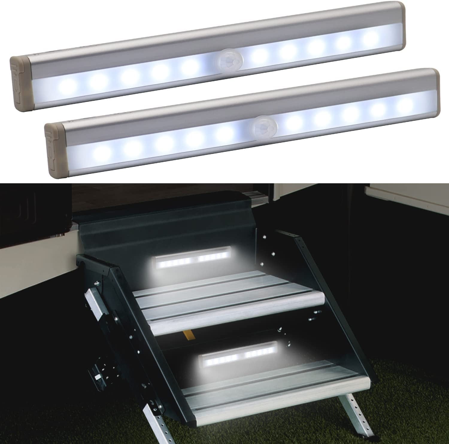 Motion Activated RV Step Lights, 10 LED Battery Operated Motorhome ...